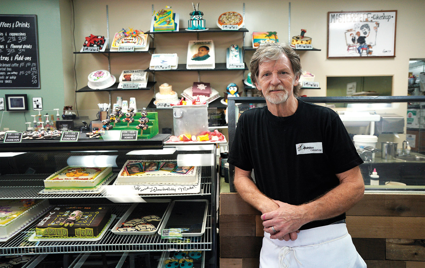 Baker Jack Phillips poses in his Masterpiece Cakeshop in Lakewood