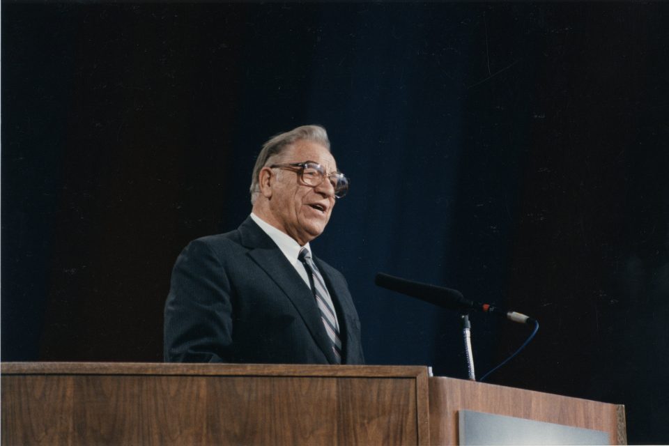 George Bev Shea pic singing - The Billy Graham Library